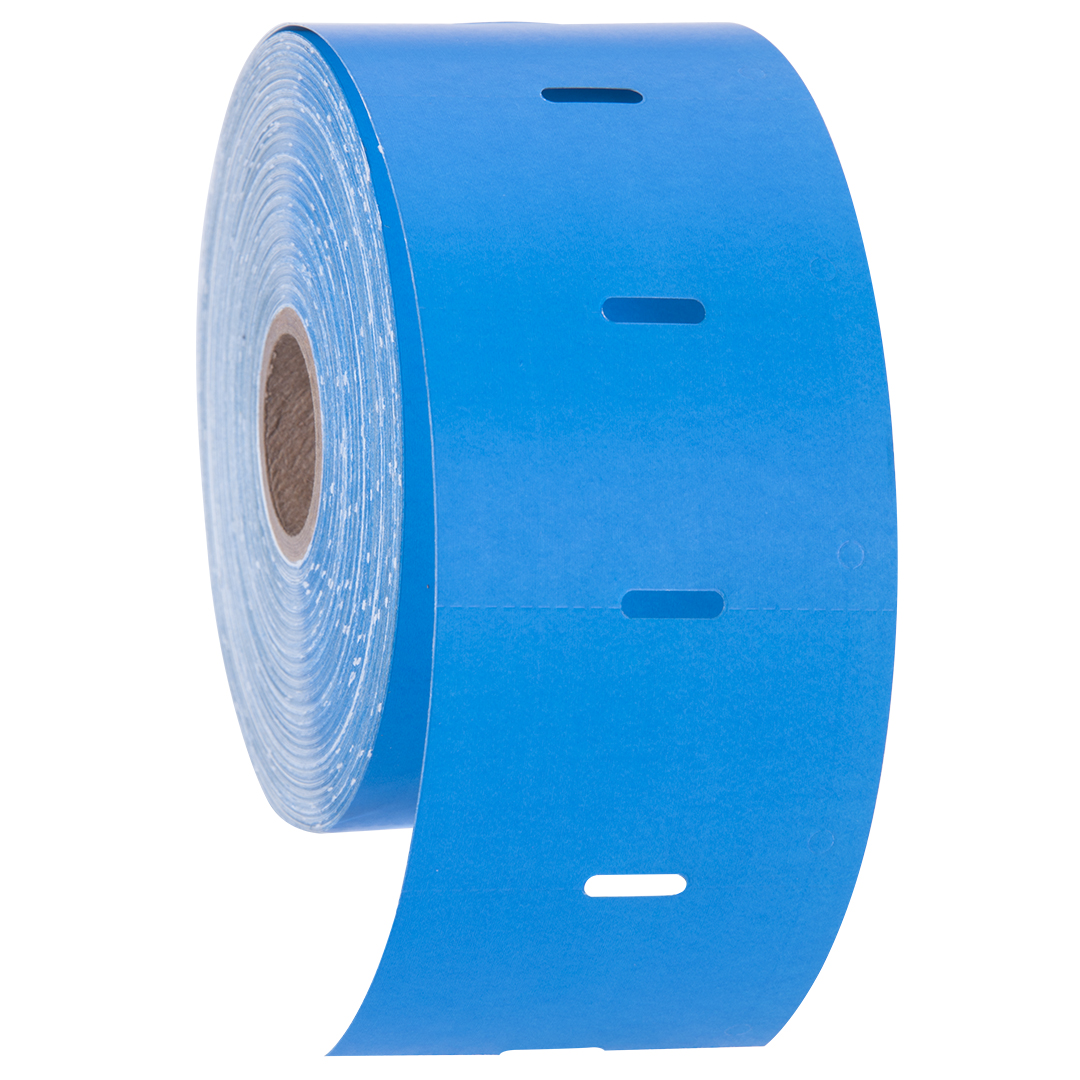 Blue 2.25" X 1.375" Direct Thermal Tags with Blue Border on Print Side