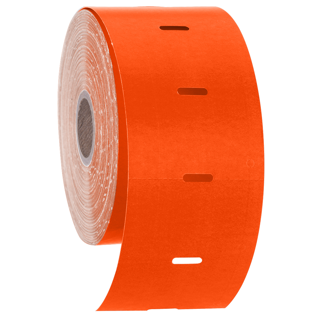 2.25" X 1.375" Direct Thermal Tags with an Orange Flood Coat on Back ...