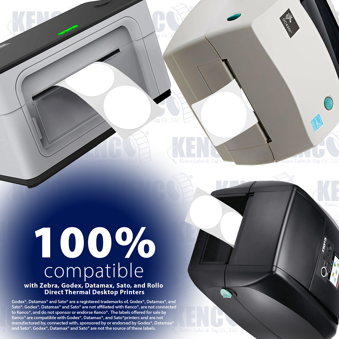 2" Circle Direct Thermal Labels - White