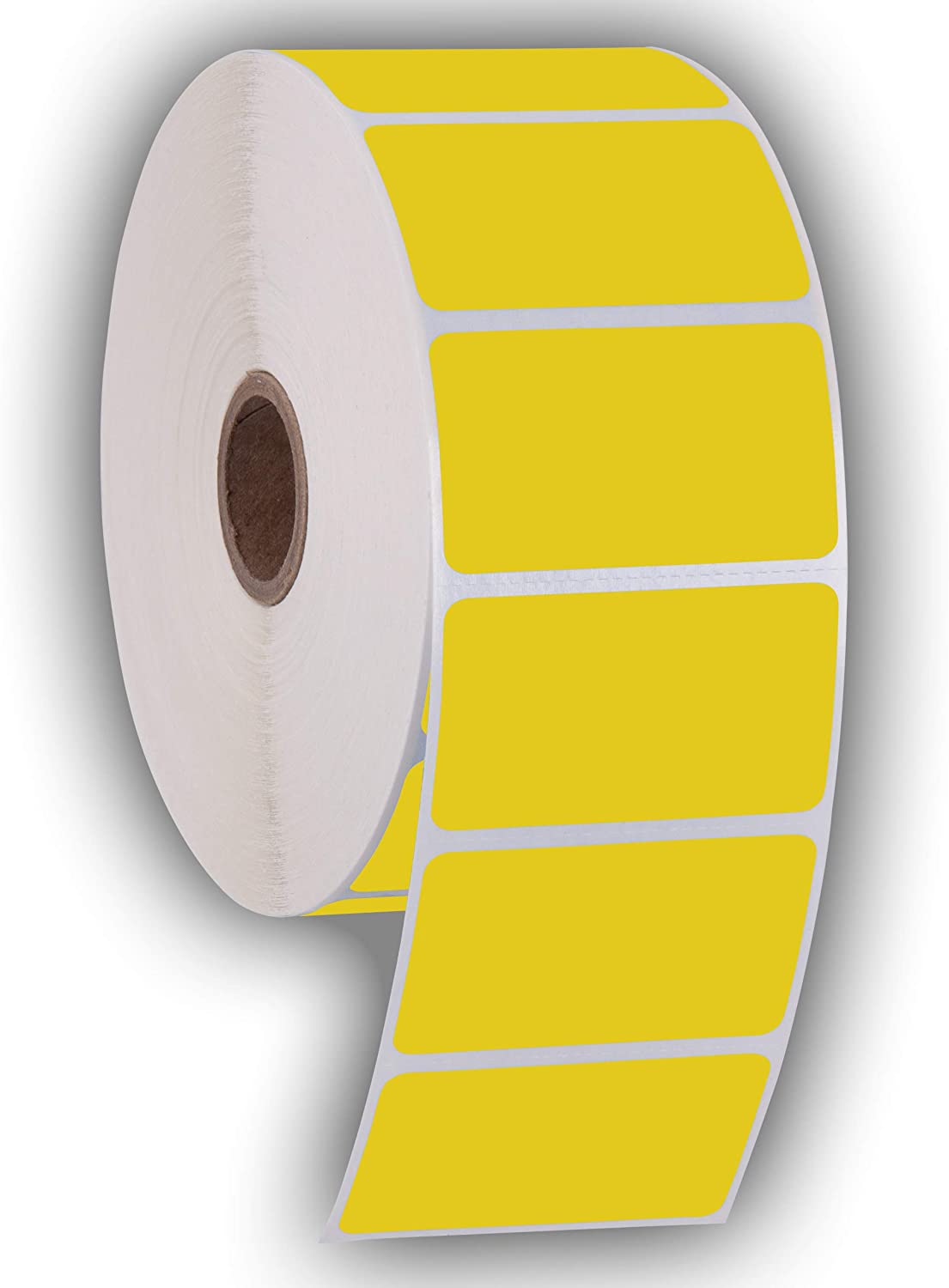 2.25" X 1.25" Round Corner Rectangle Direct Thermal Yellow Paper Labels