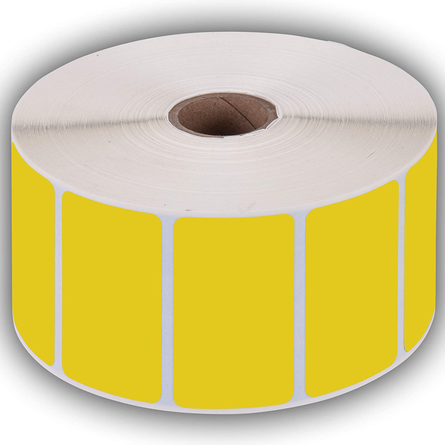 2.25" X 1.25" Round Corner Rectangle Direct Thermal Yellow Paper Labels