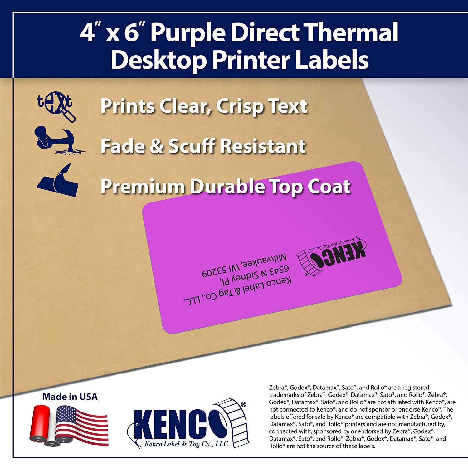 4" X 6" Direct Thermal Labels - Purple