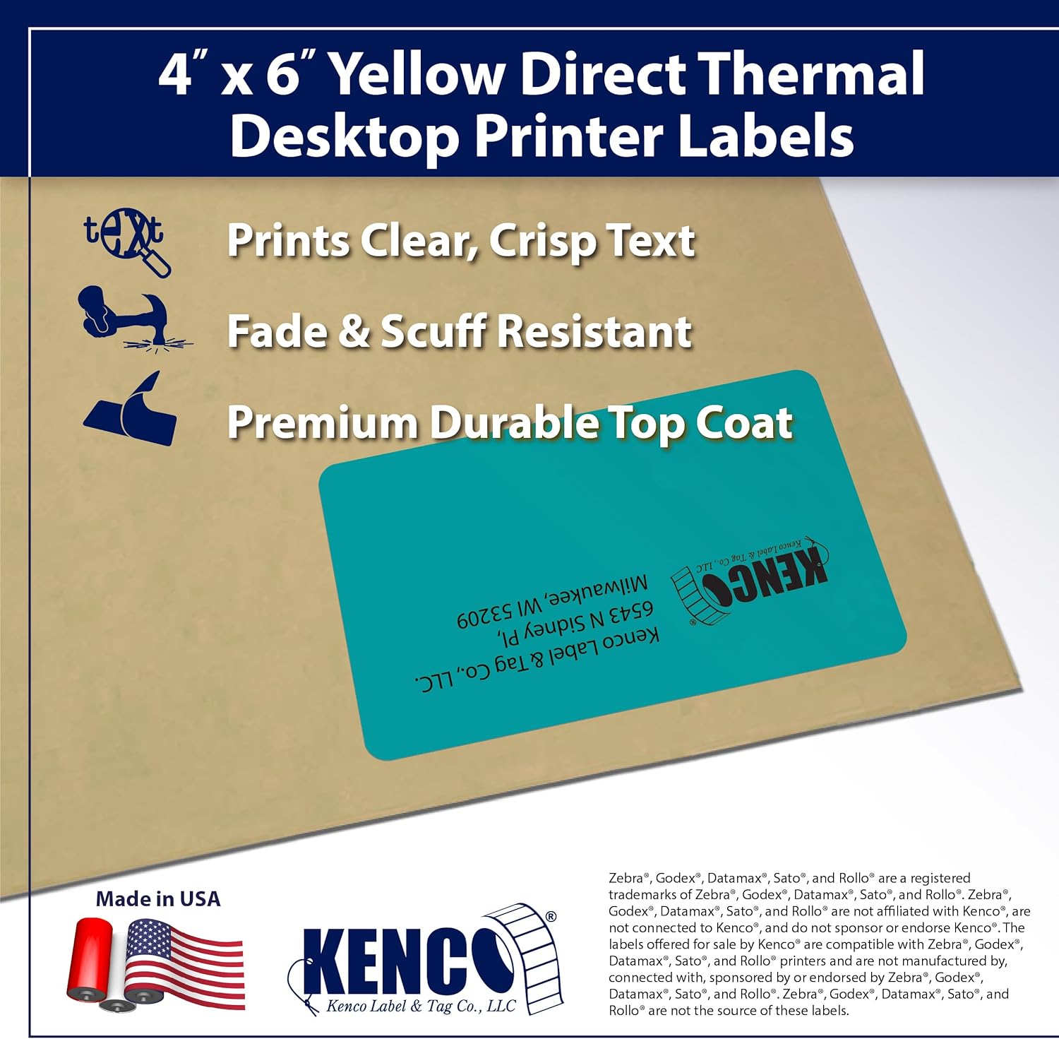 4" X 6" Direct Thermal Labels - Teal