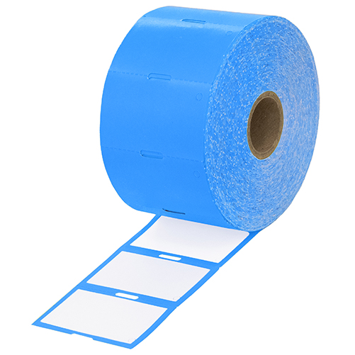 Blue 2.25" X 1.375" Direct Thermal Tags with Blue Border on Print Side