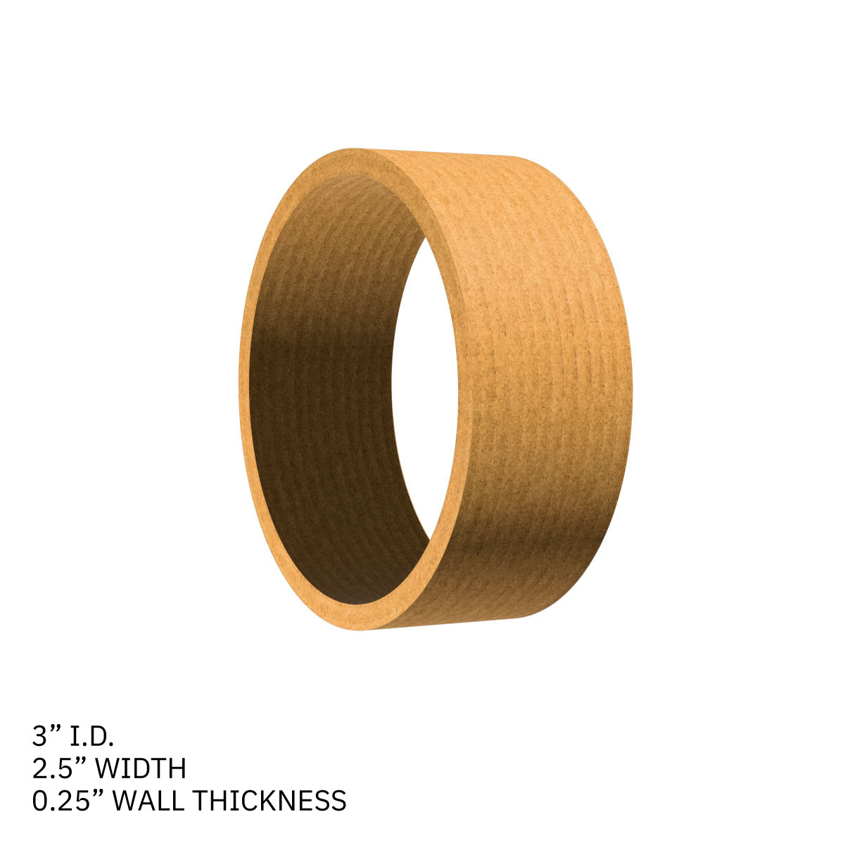 2.5" Width Cardboard Label Cores with a 3" ID and 0.25" wall thickness