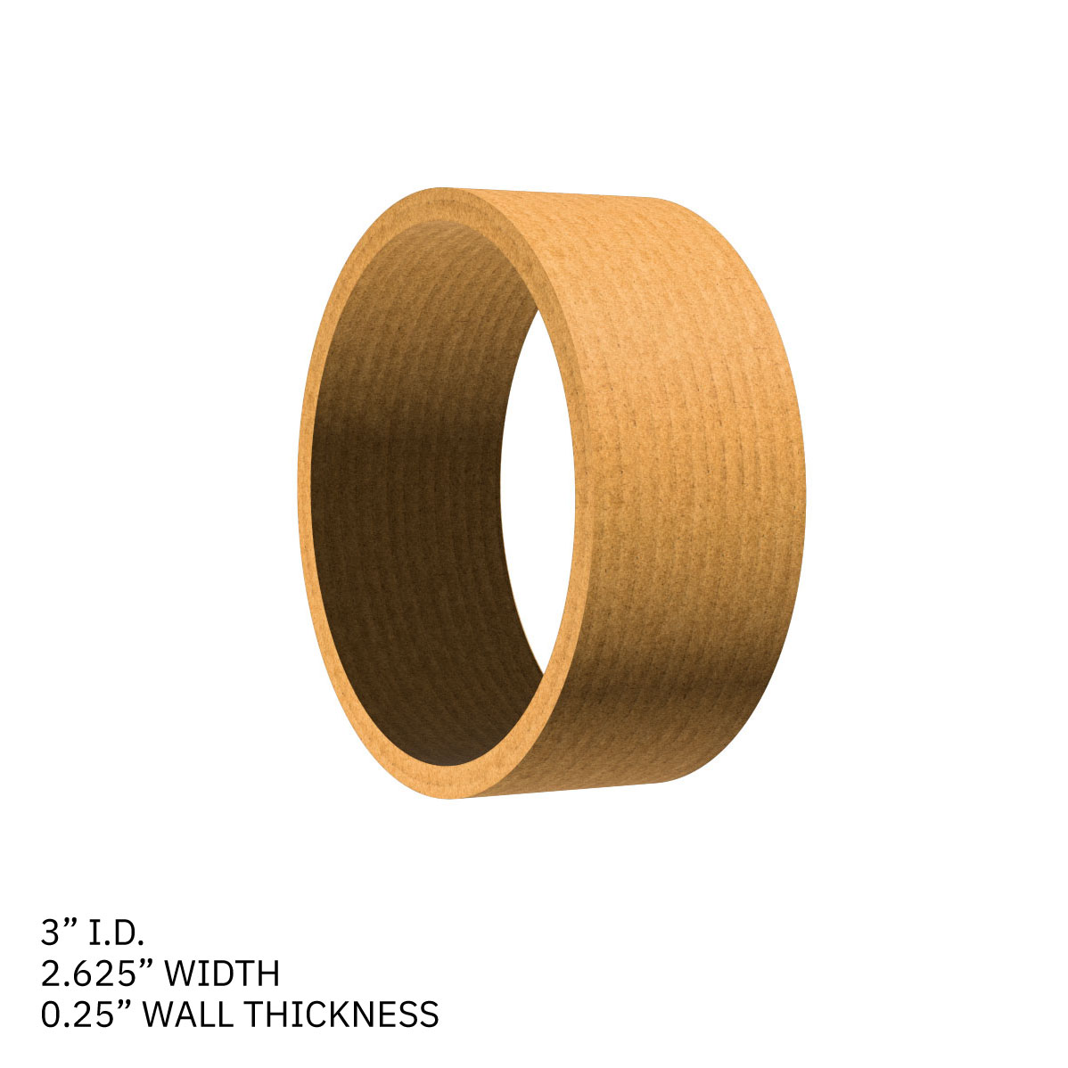 2.625" Width Cardboard Label Cores with a 3" ID and 0.25" wall thickness