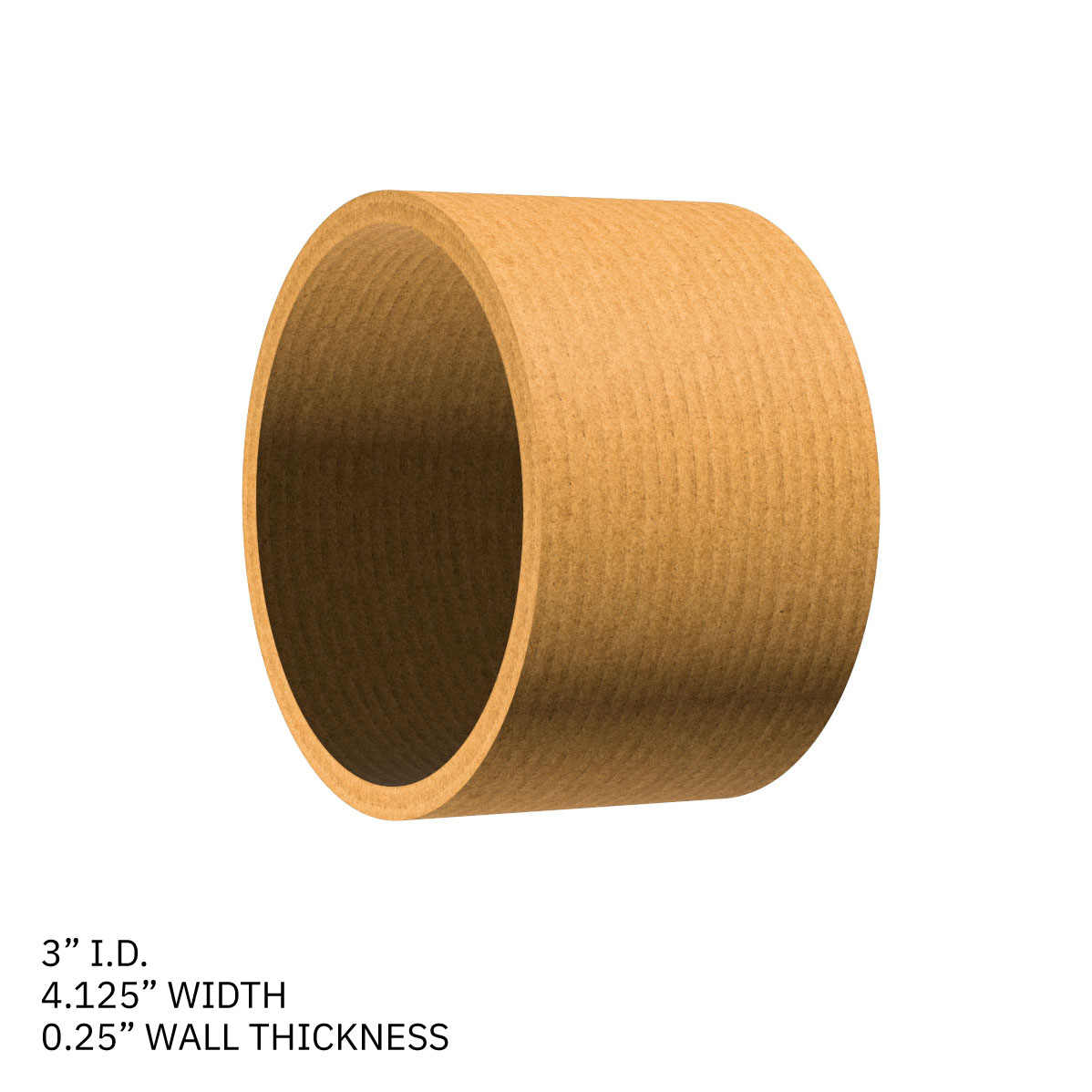 4.125" Width Cardboard Label Cores with a 3" ID and 0.25" wall thickness