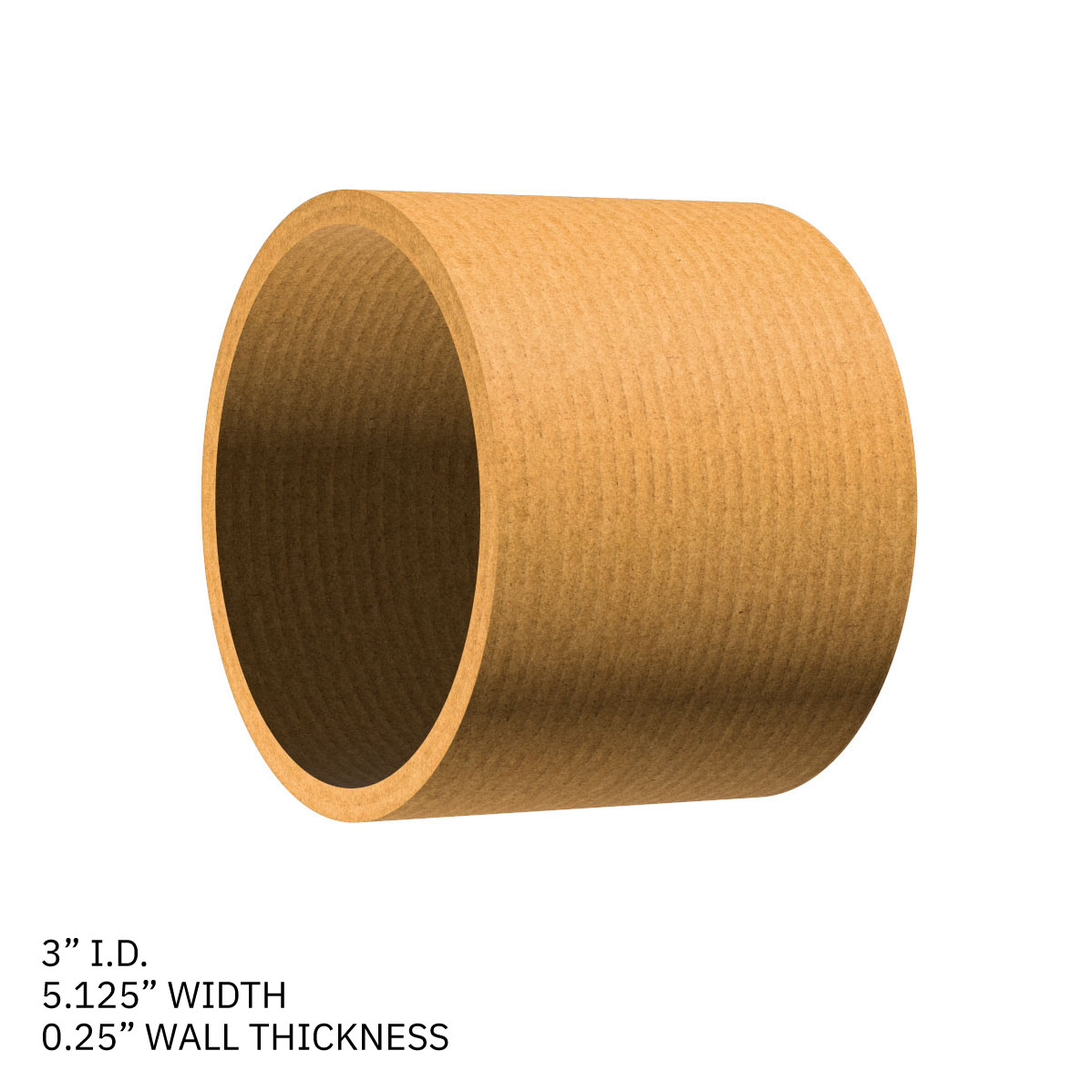 5.125" Width Cardboard Label Cores with a 3" ID and 0.25" wall thickness