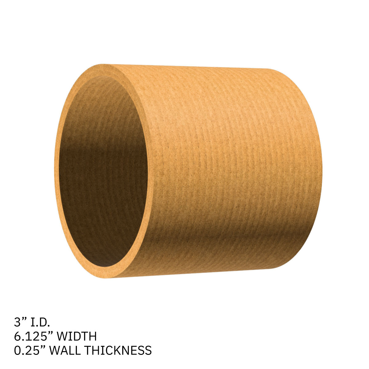 6.125" Width Cardboard Label Cores with a 3" ID and 0.25" wall thickness