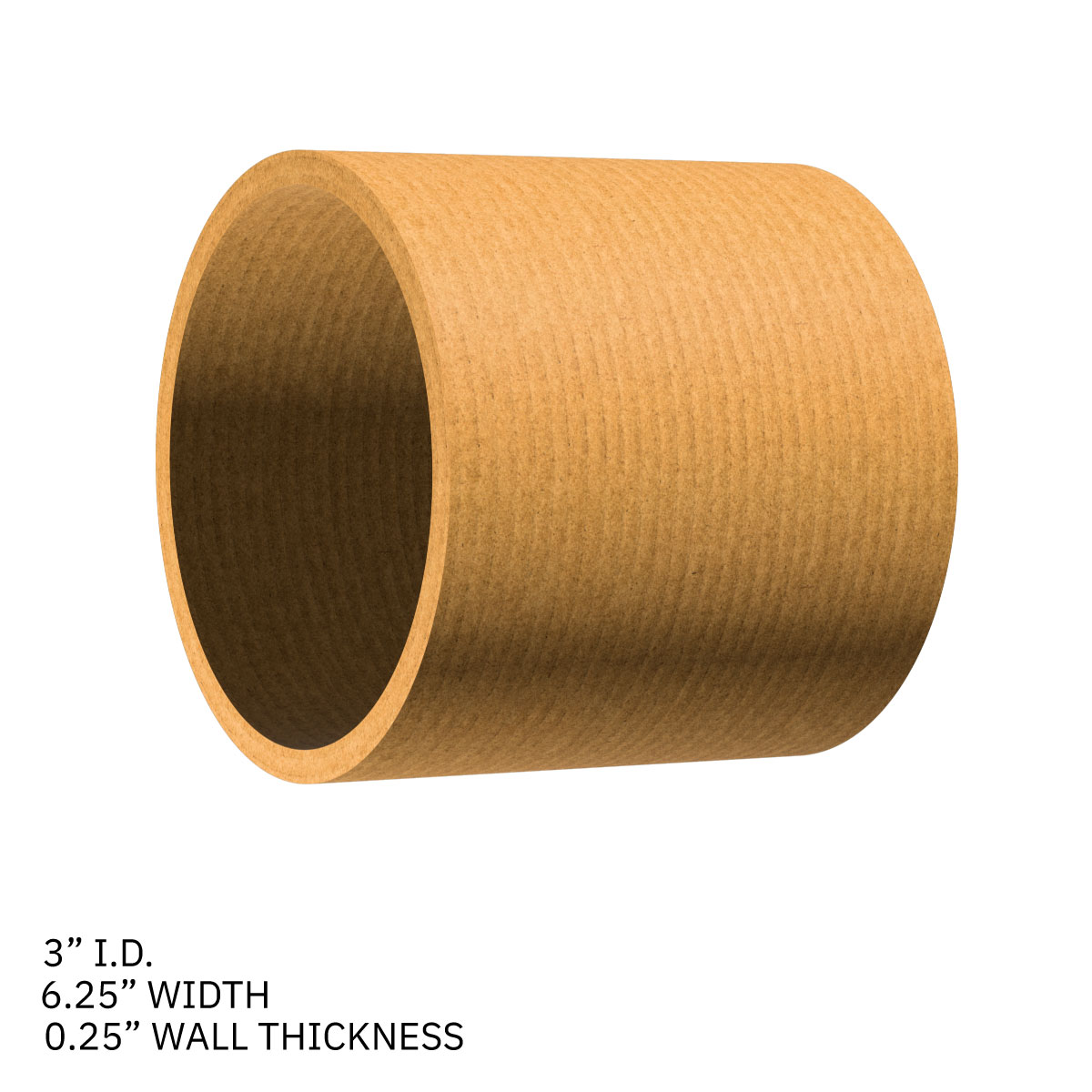 6.25" Width Cardboard Label Cores with a 3" ID and 0.25" wall thickness