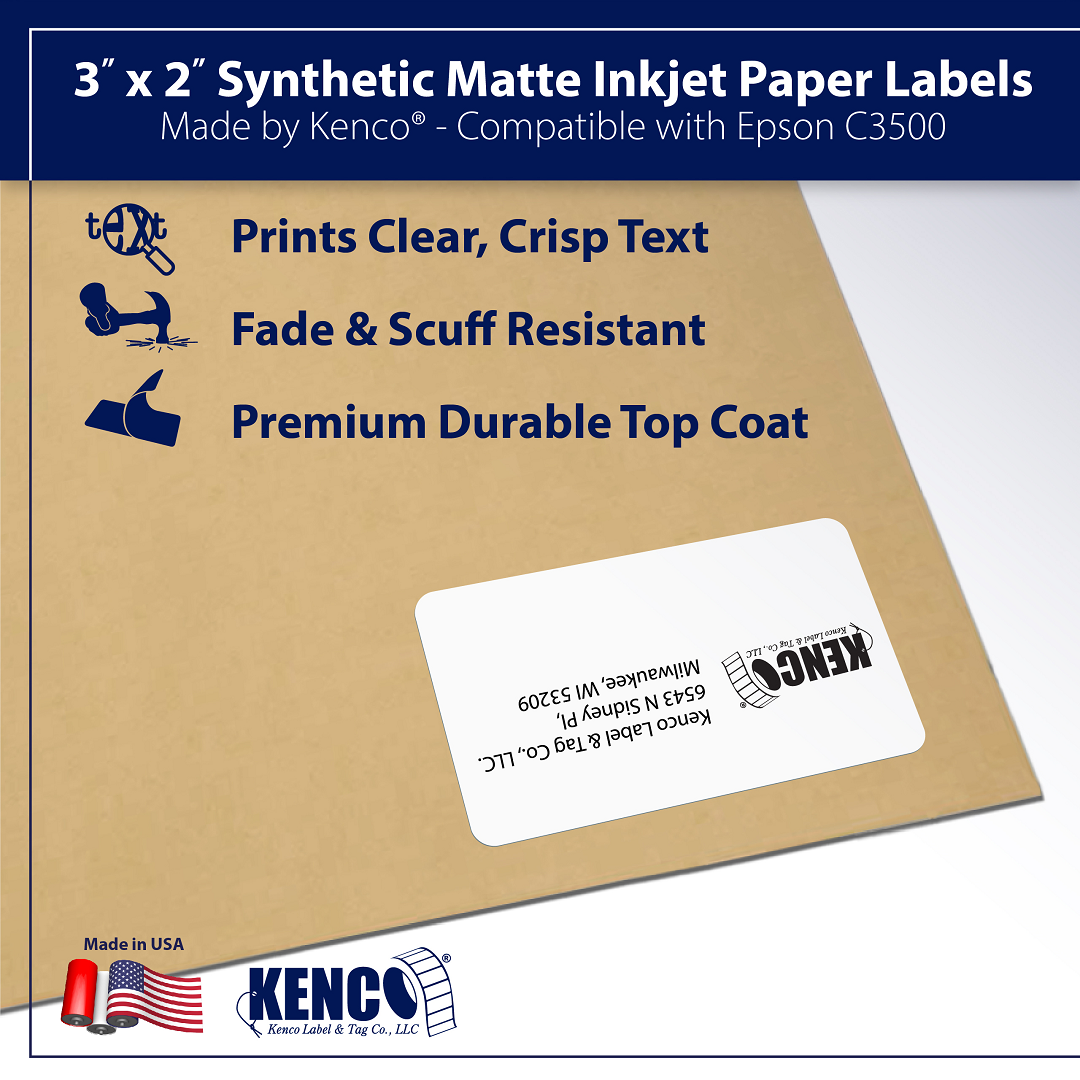 Epson Compatible 3" x 2" Round Corner Rectangle High Performance Matte ...