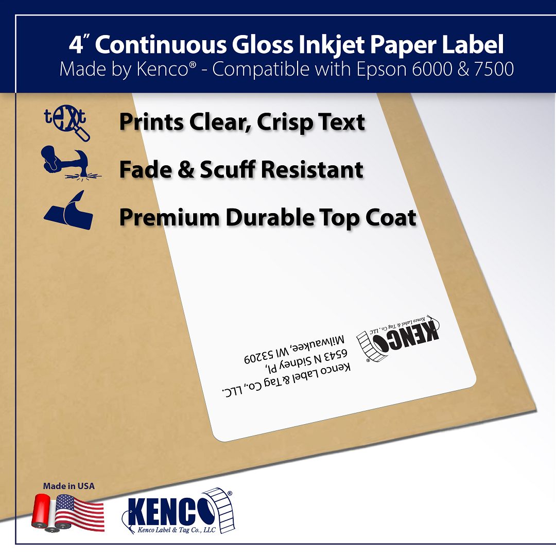Epson Compatible 4" Wide Continuous Gloss Paper Inkjet Labels