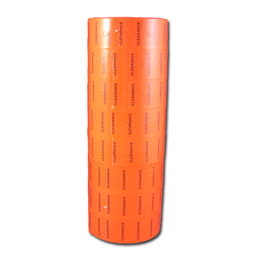 Black on Fluorescent Red "CLEARANCE" General Purpose Tamper Proof Labels