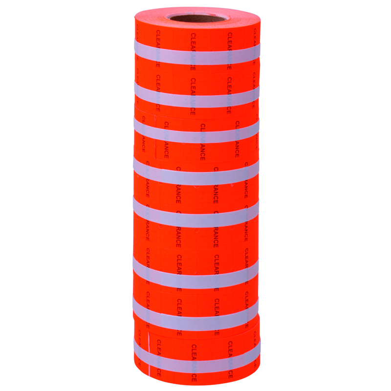 Black on Fluorescent Red "CLEARANCE" General Purpose Tamper Proof Labels