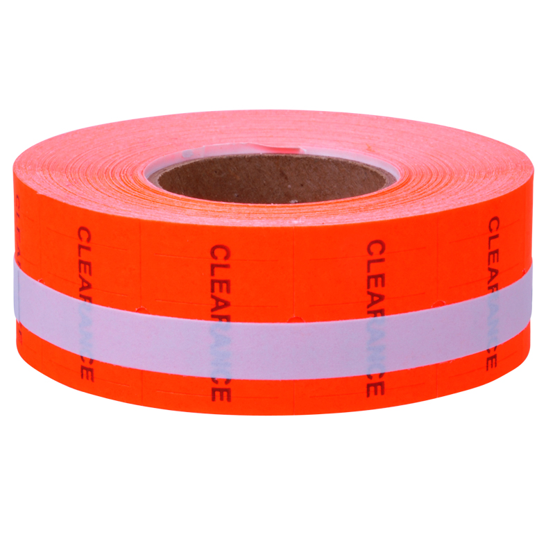 Black on Fluorescent Red "CLEARANCE" General Purpose Tamper Proof Labels