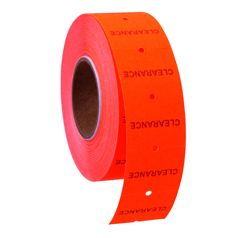 Black on Fluorescent Red "CLEARANCE" General Purpose Tamper Proof Labels