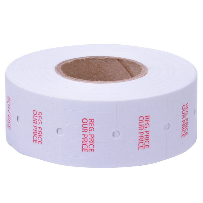 Red on White "REG. PRICE OUR PRICE" General Purpose Tamper Proof Labels