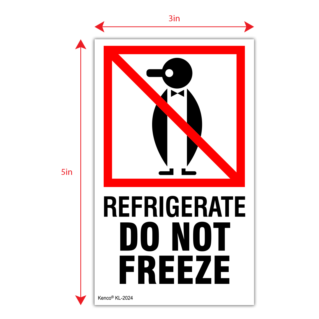 Refrigerate Do Not Freeze International Safe Handling Warning Stickers