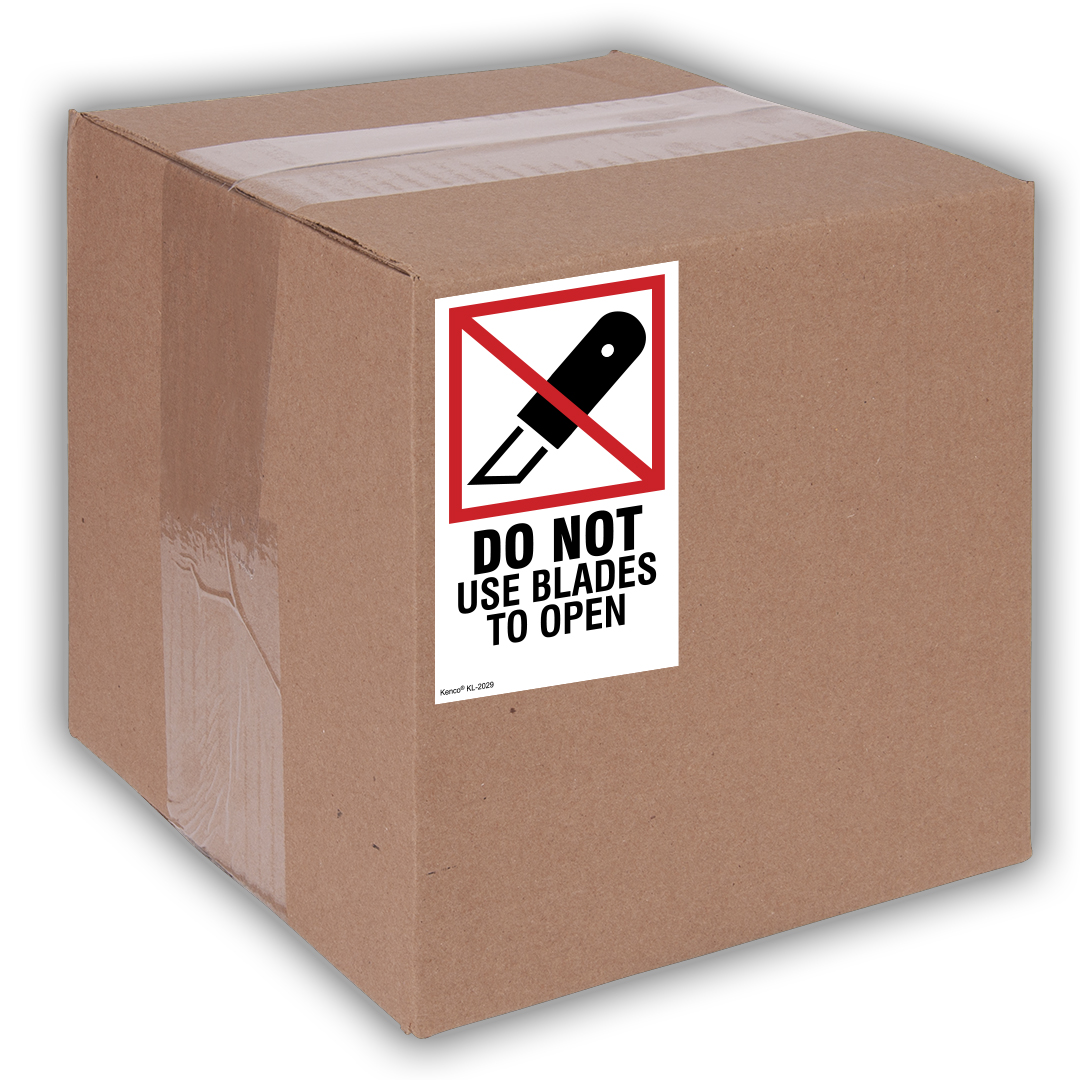 Do Not Use Blades to Open International Safe Handling Warning Stickers
