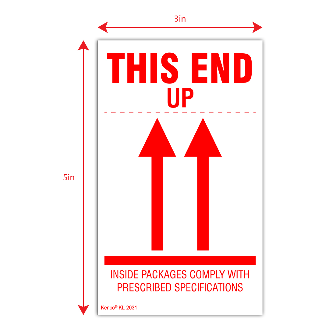 This End Up/Inside Packages Comply with Prescribed Specifications Stickers