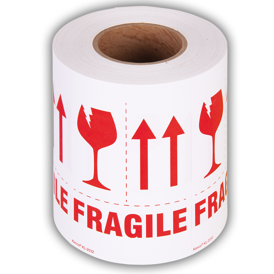 Fragile with Red Arrows International Safe Handling Warning Stickers