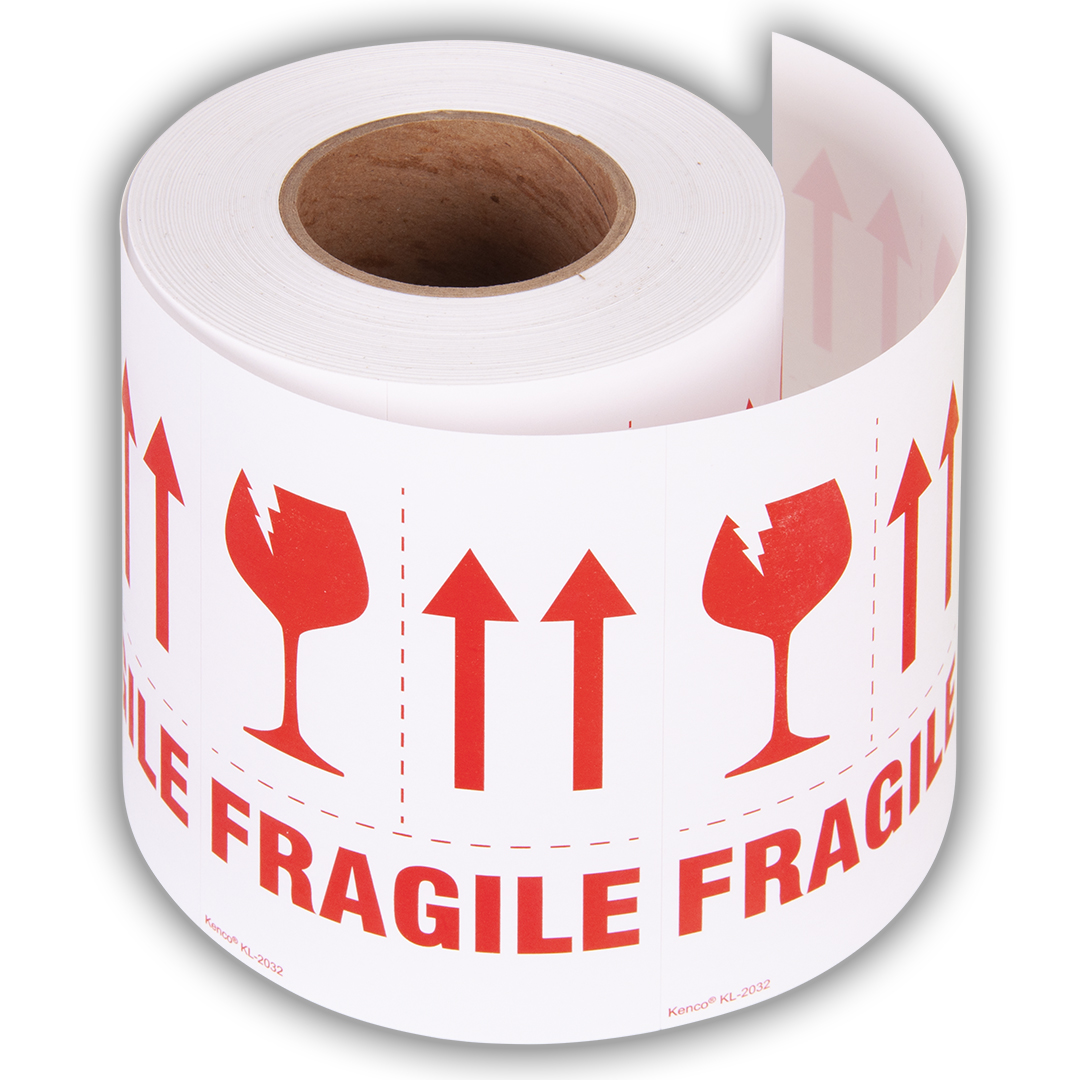 Fragile with Red Arrows International Safe Handling Warning Stickers