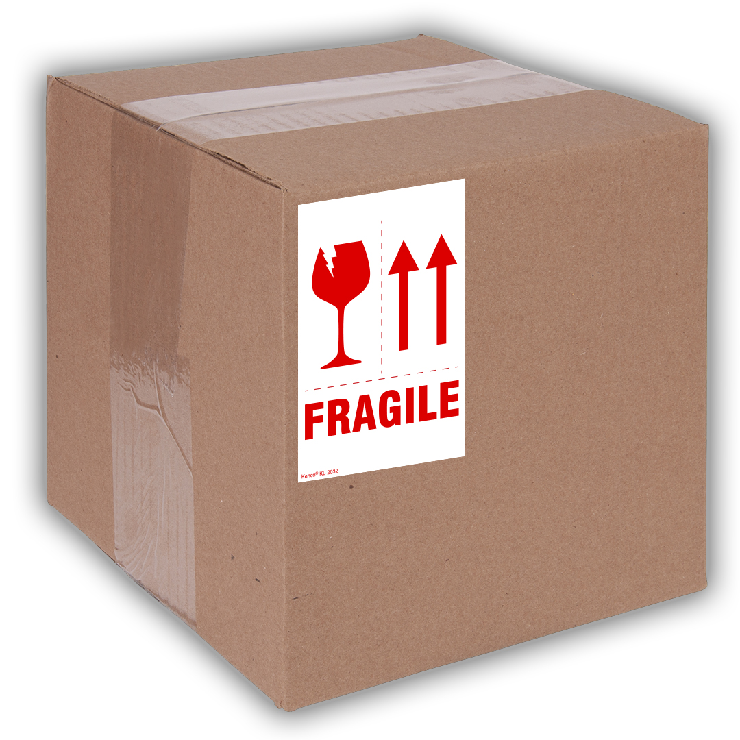 Fragile with Red Arrows International Safe Handling Warning Stickers
