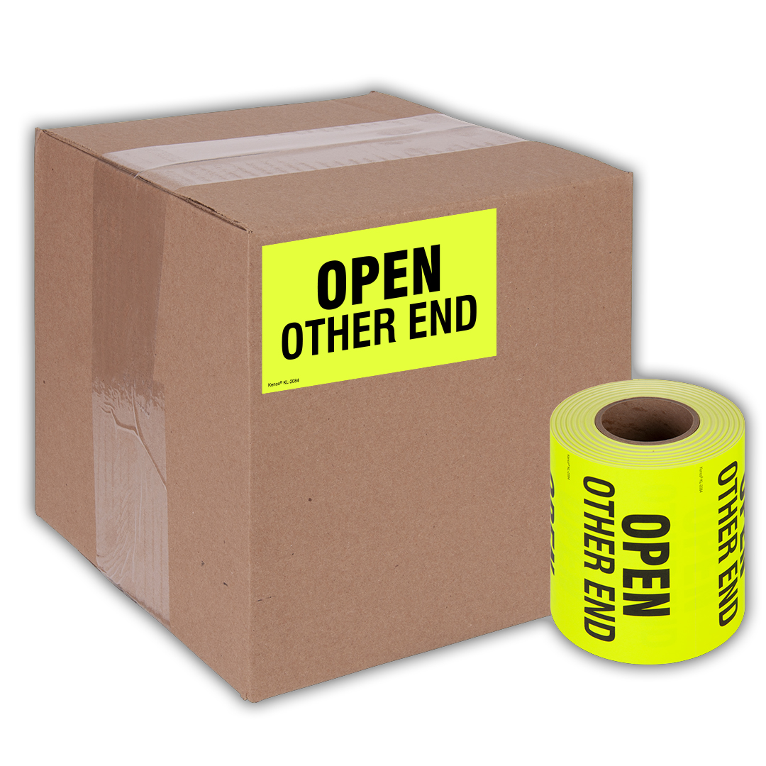 Open Other End" Fluorescent Shipping Label Stickers