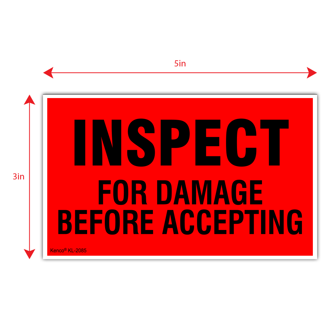 Inspect for Damage Before Accepting" Shipping Label Stickers