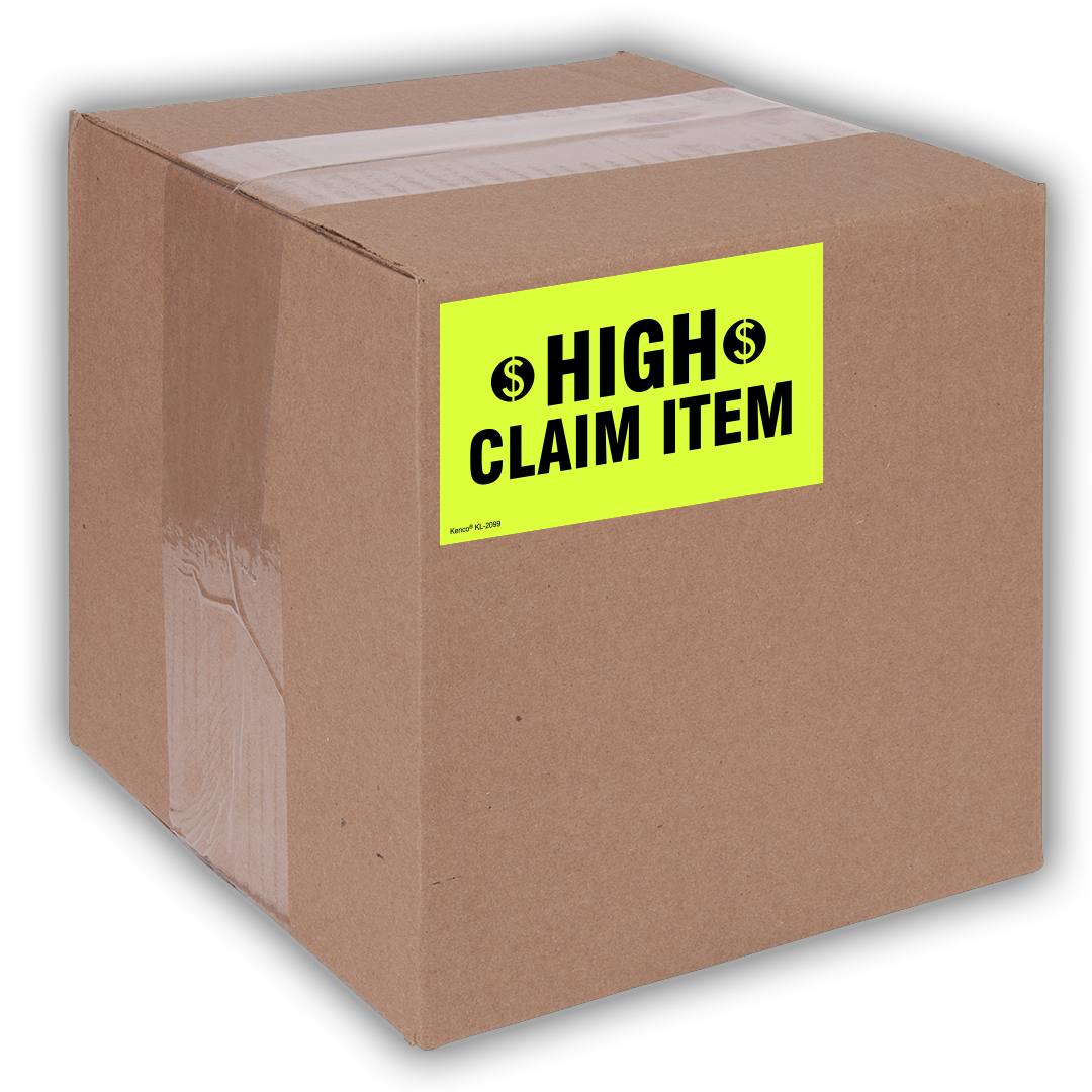 High Claim Item" Fluorescent Shipping Label Stickers