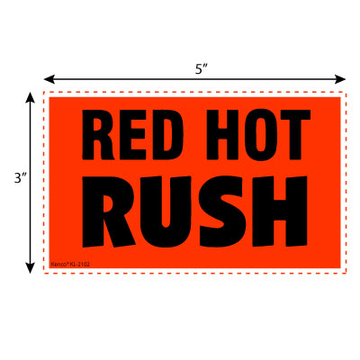 Red Hot Rush Fluorescent Shipping Label Stickers