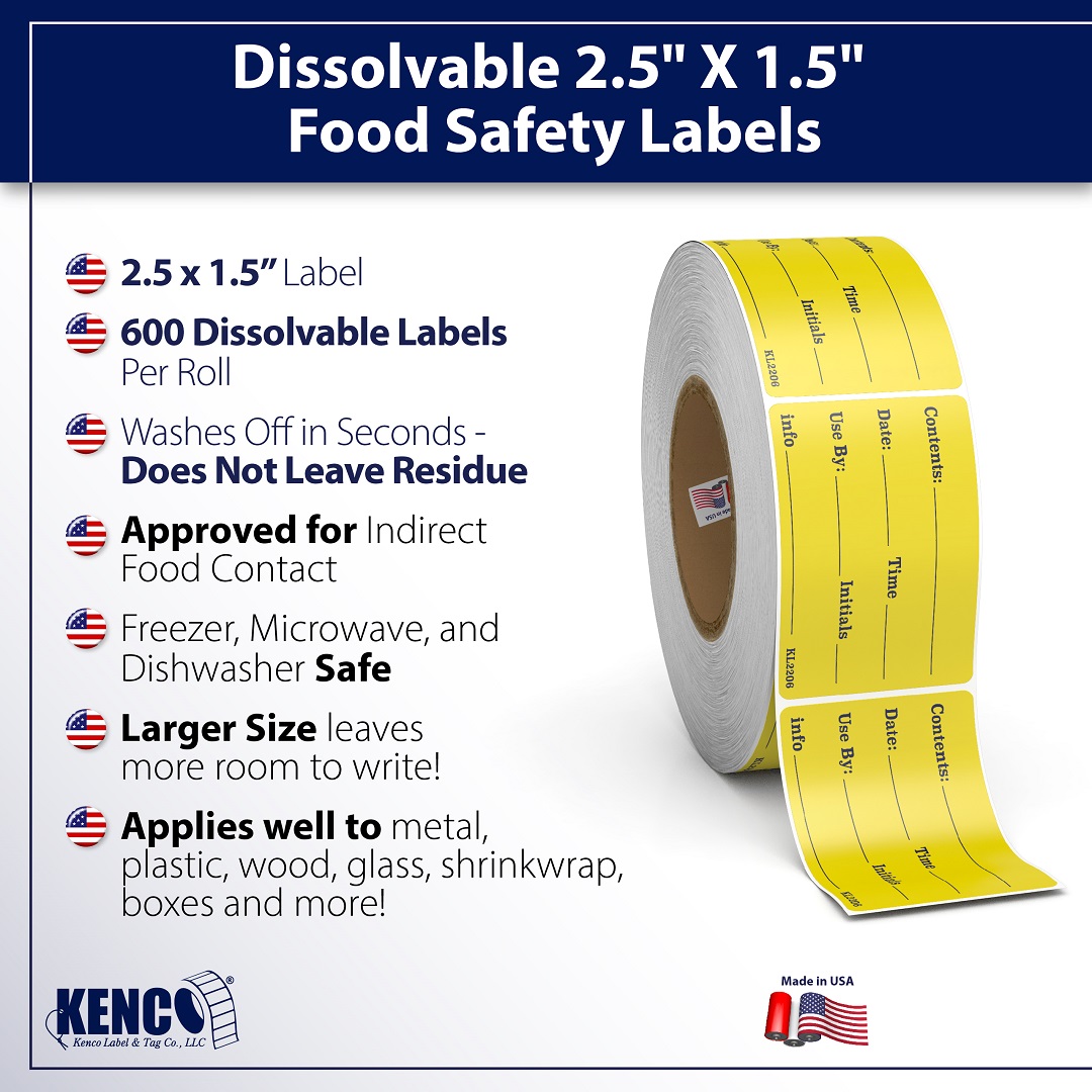 1.5" x 2.5" Dissolvable Food Safety Labels
