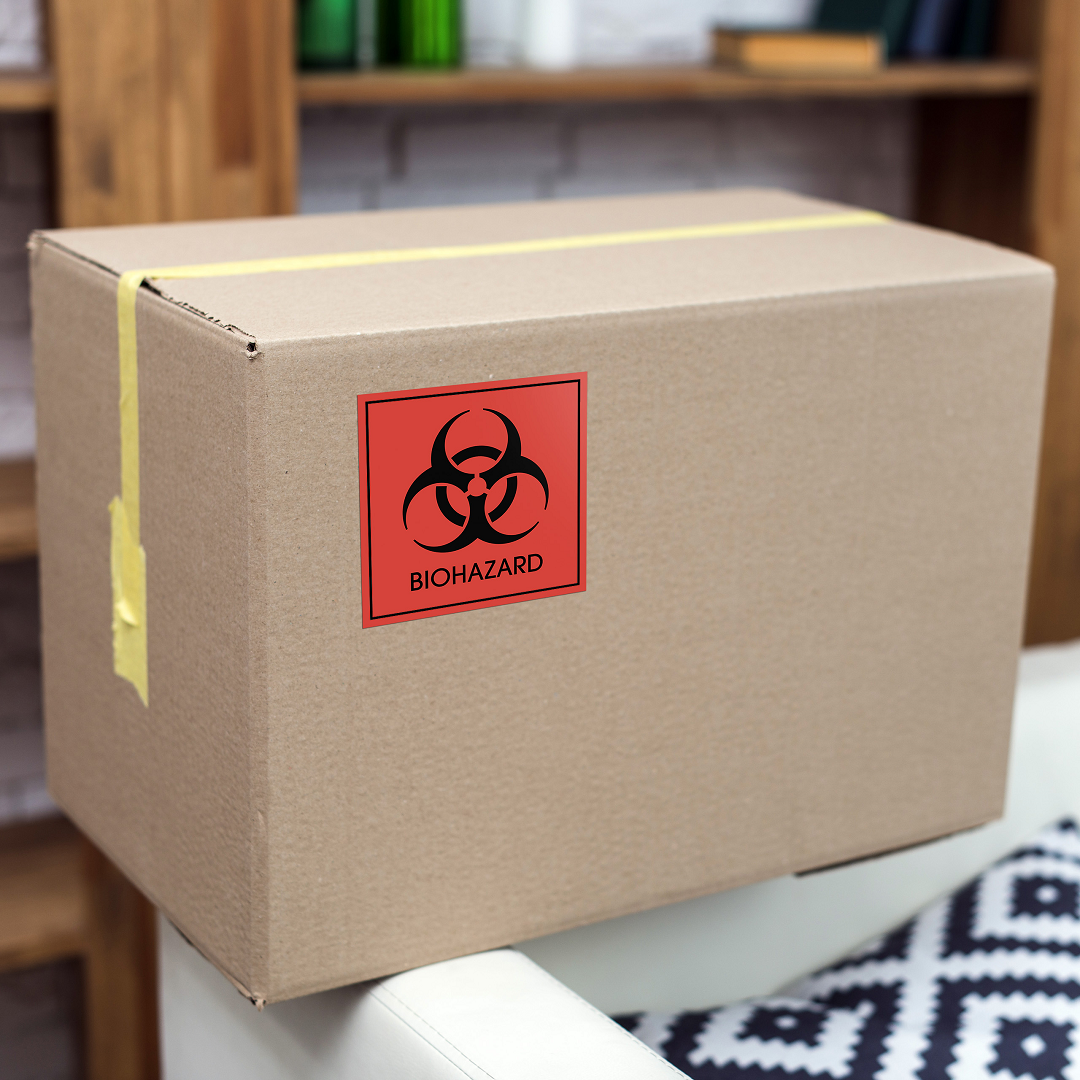 4" X 4" Round Corner Rectangle "BIOHAZARD" Labels