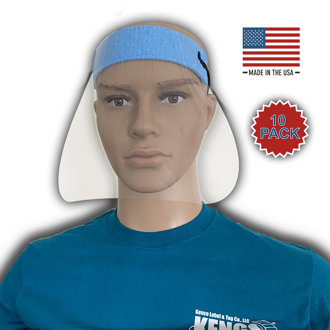 10 Pack Full Face Shield with Elastic Strap and Sweat Absorbing ...