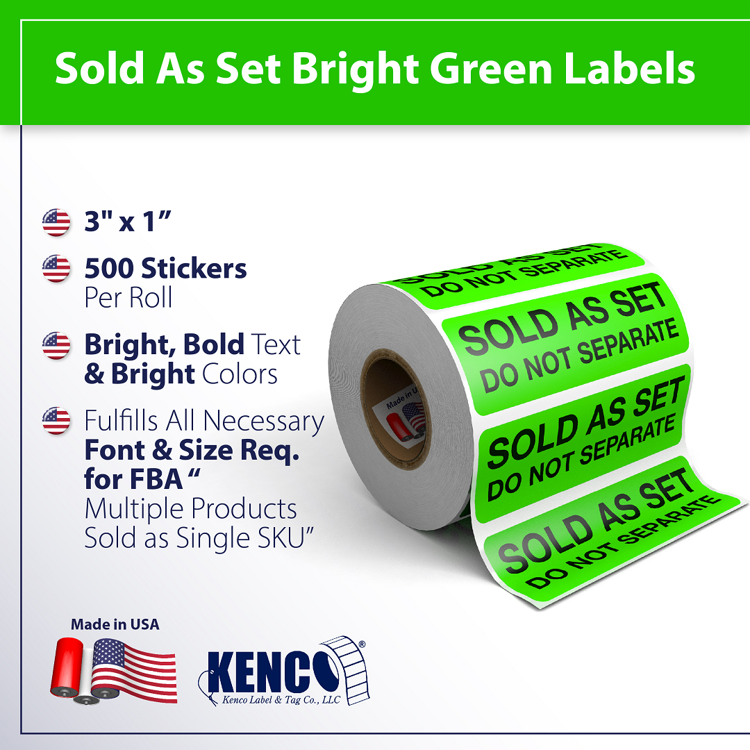 Fluorescent Green Sold as a Set Do Not Separate Labels Stickers (3" x 1")
