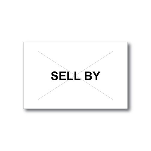Black Print on White "SELL BY" Labels With Tamper Proof Slits