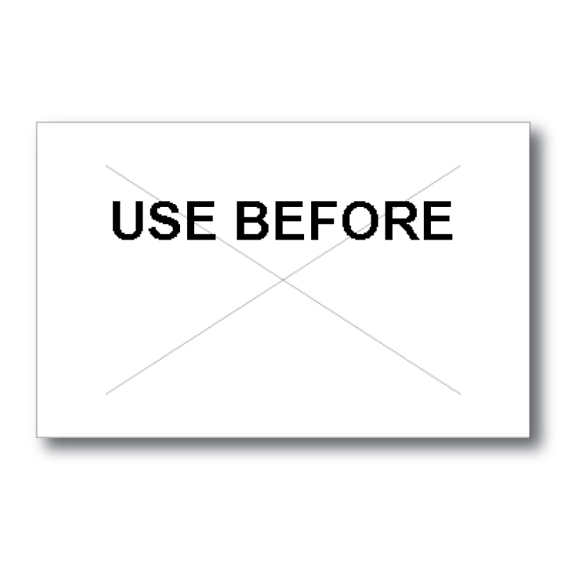 Black Print on White "USE BEFORE" Labels With Tamper Proof Slits