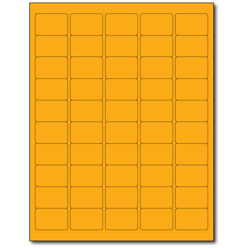 1.5in. X 1in. Laser or Inkjet Label Sheets - Fluorescent Orange