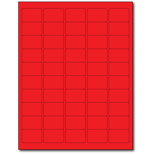 1.5in. X 1in. Laser or Inkjet Label Sheets - Fluorescent Red