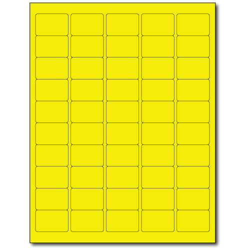 1.5in. X 1in. Laser or Inkjet Label Sheets - Fluorescent Yellow