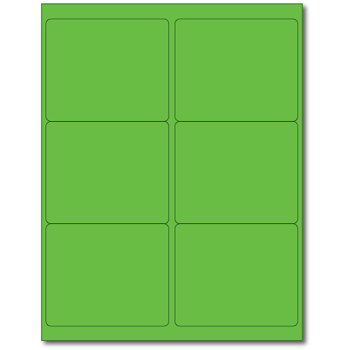 4in. X 3.333in. Laser or Inkjet Label Sheets - Fluorescent Green