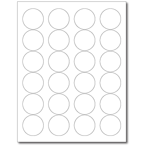 1.67in. Circle Laser or Inkjet Label Sheets - White Removable