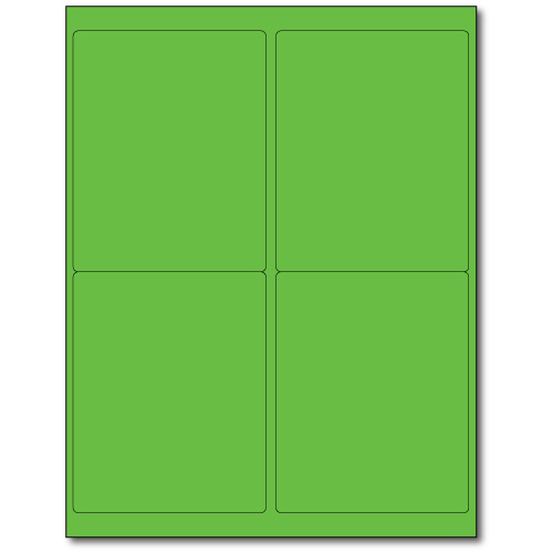 4in. X 5in. Laser or Inkjet Label Sheets - Fluorescent Green