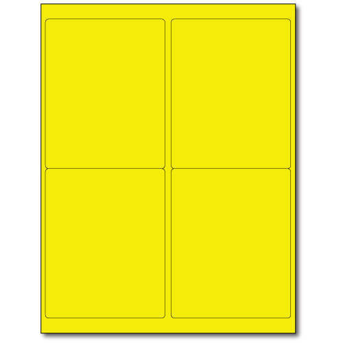 4in. X 5in. Laser or Inkjet Label Sheets - Fluorescent Yellow