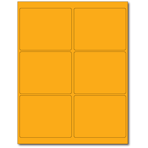 4in. X 3.25in. Laser or Inkjet Label Sheets - Fluorescent Orange