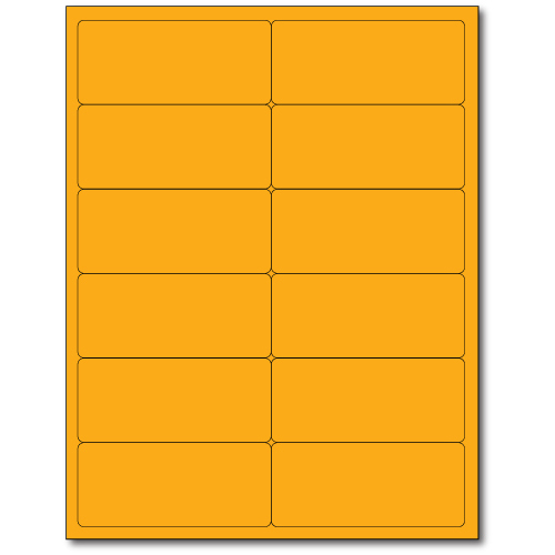 4in. X 1.75in. Laser or Inkjet Label Sheets - Fluorescent Orange