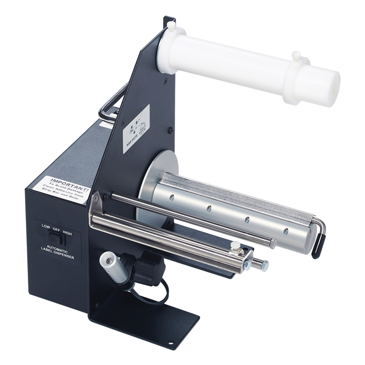 Automatic Label Dispenser for transparent & opaque labels up to 6.5” wide.