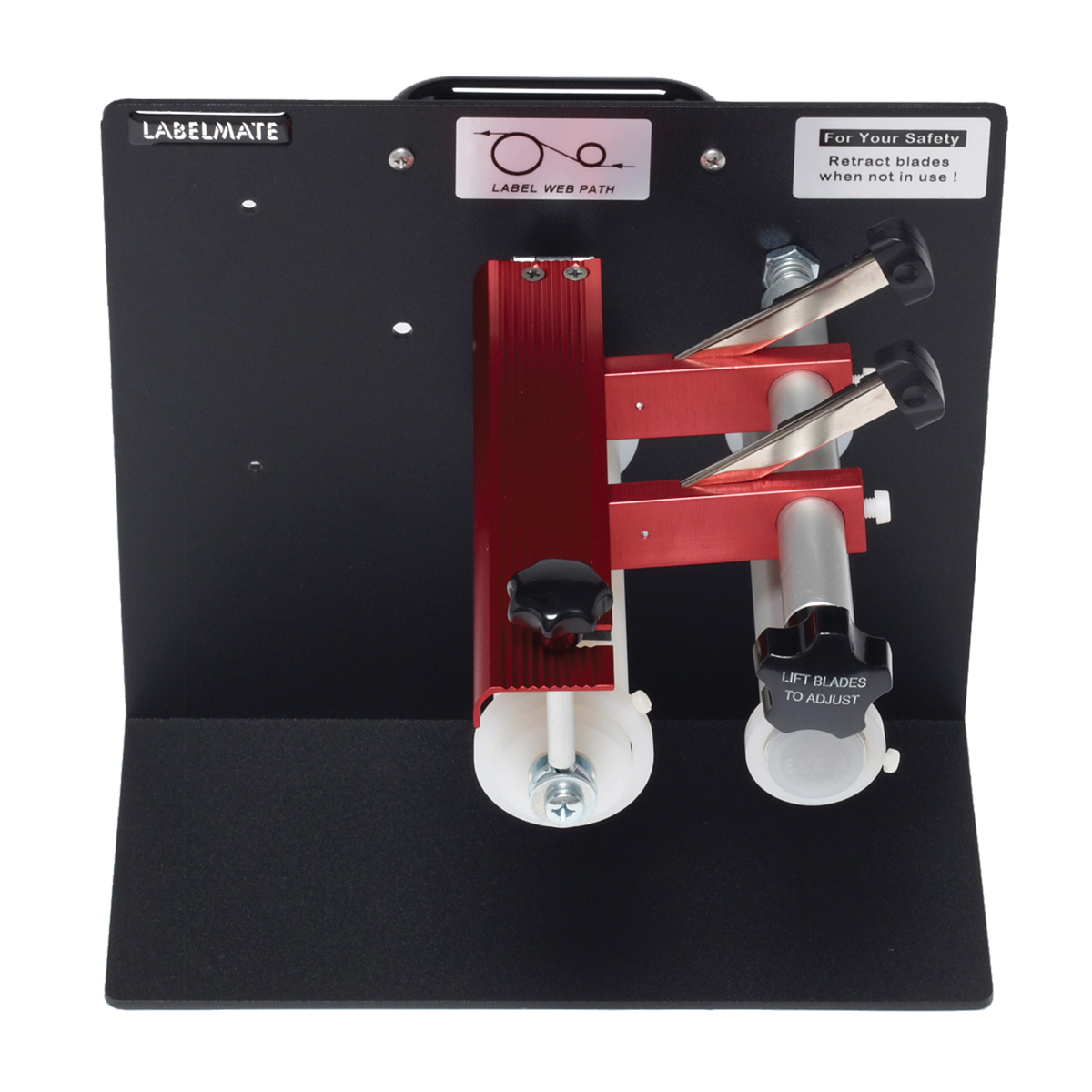 Non-Motorized Label Slitter, max media width of 6”.