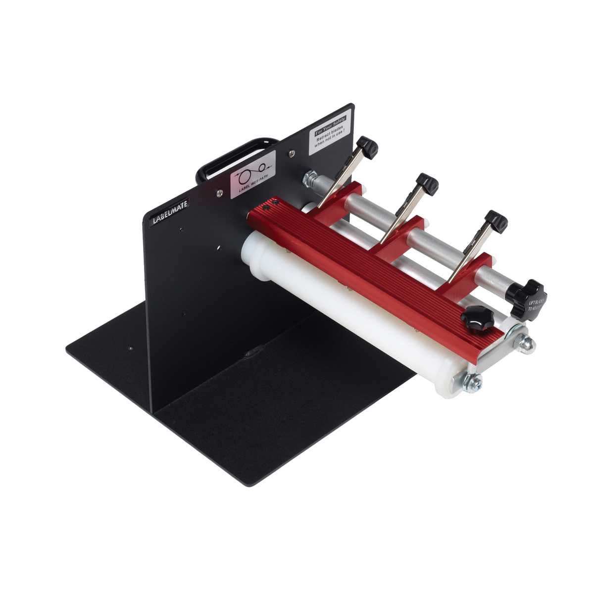 Non-Motorized Label Slitter, max media width of 10”.
