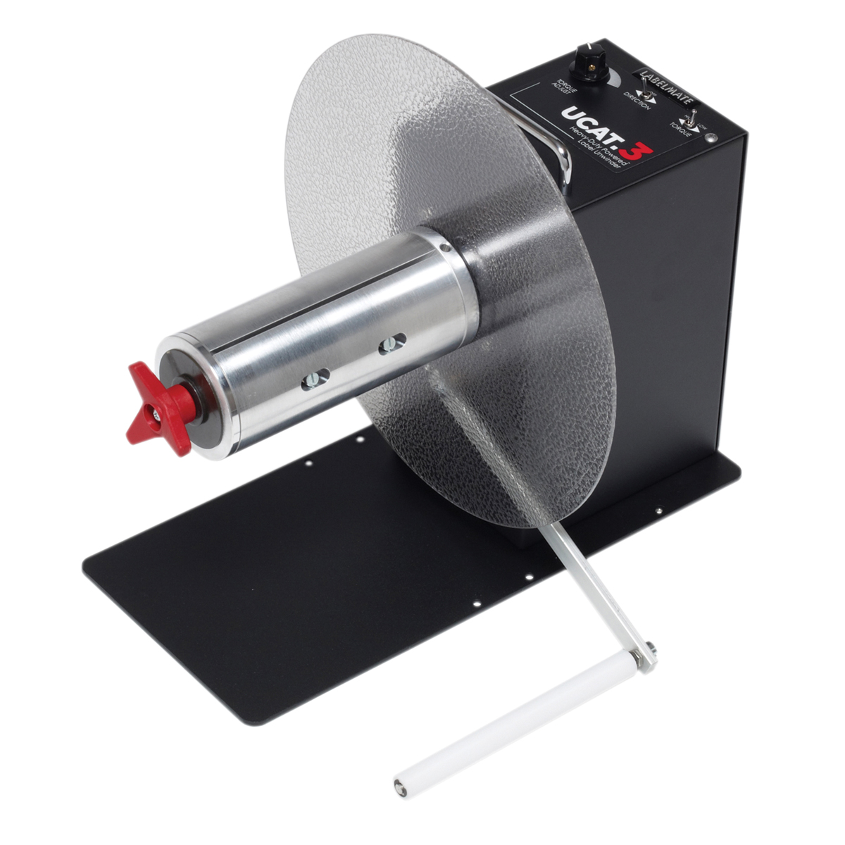 Powered Label Unwinder with chuck style core holder for labels up to 6. ...